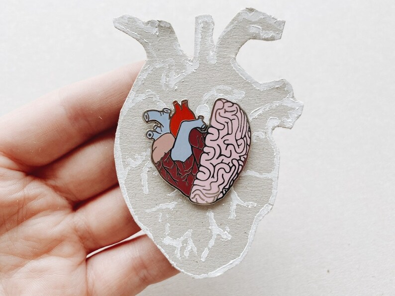 Anatomical Half Heart Brain Pin: Colorful Hard Enamel Pin for - Etsy