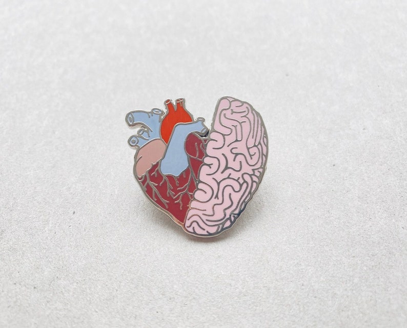 Anatomical Half Heart Brain Pin: Colorful Hard Enamel Pin for - Etsy