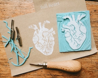 Anatomical Human Heart Hand Carved Rubber Stamp, Gift for Cardiologist ...