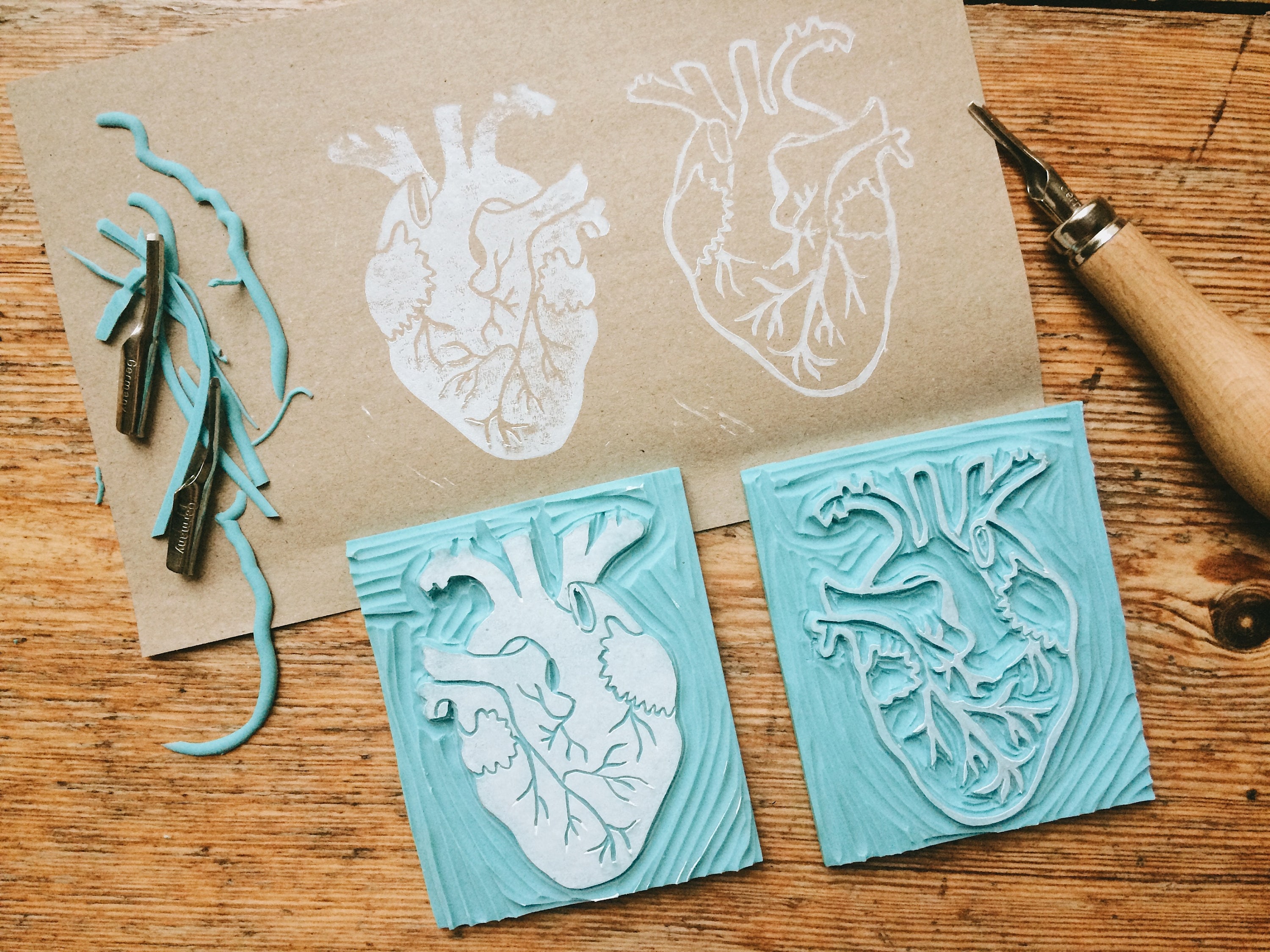 Human Heart Rubber Stamp: Hand Carved Anatomy Art | Etsy
