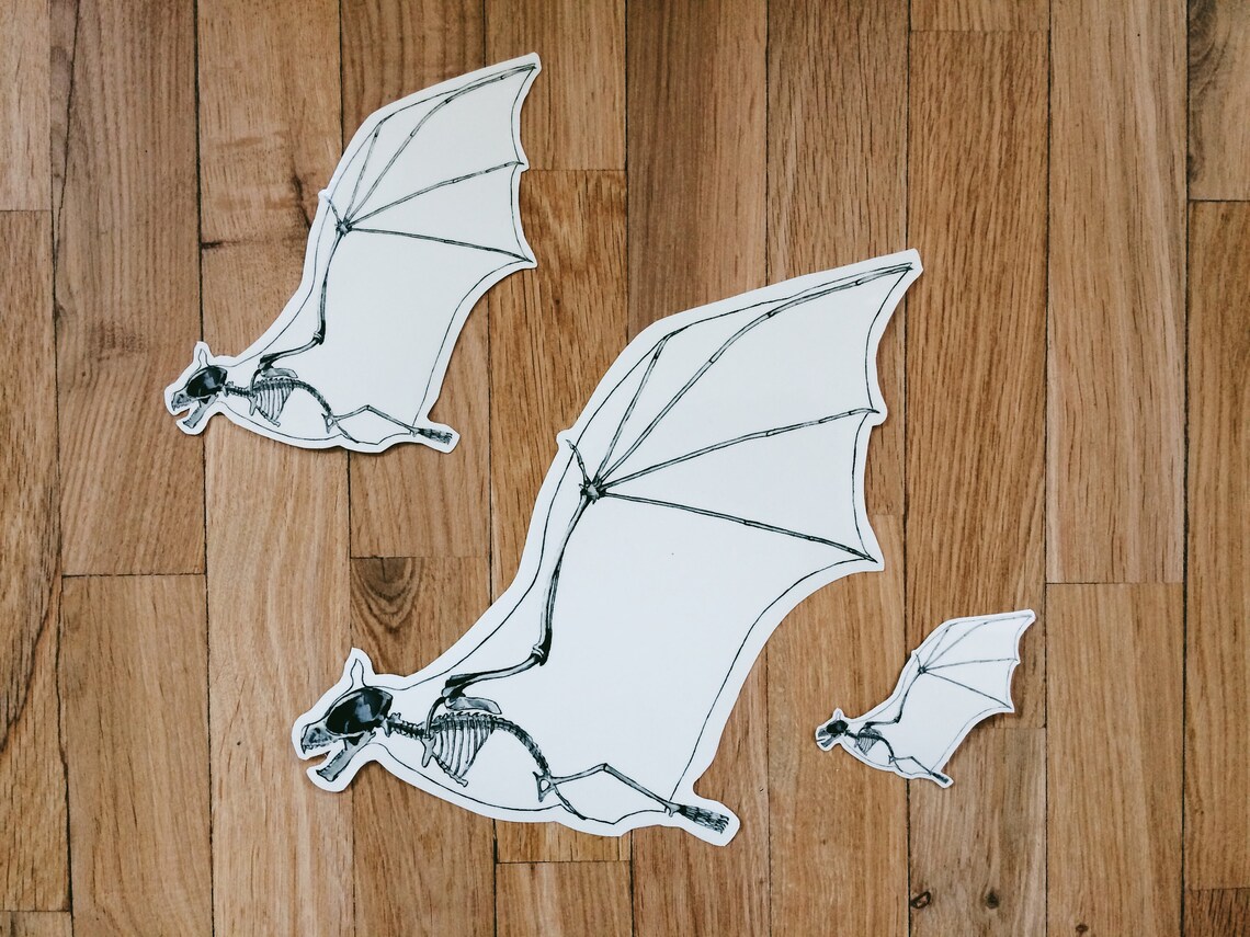 Glowing Bat Skeleton Sticker: Glowing in the Dark Vinyl Cool | Etsy