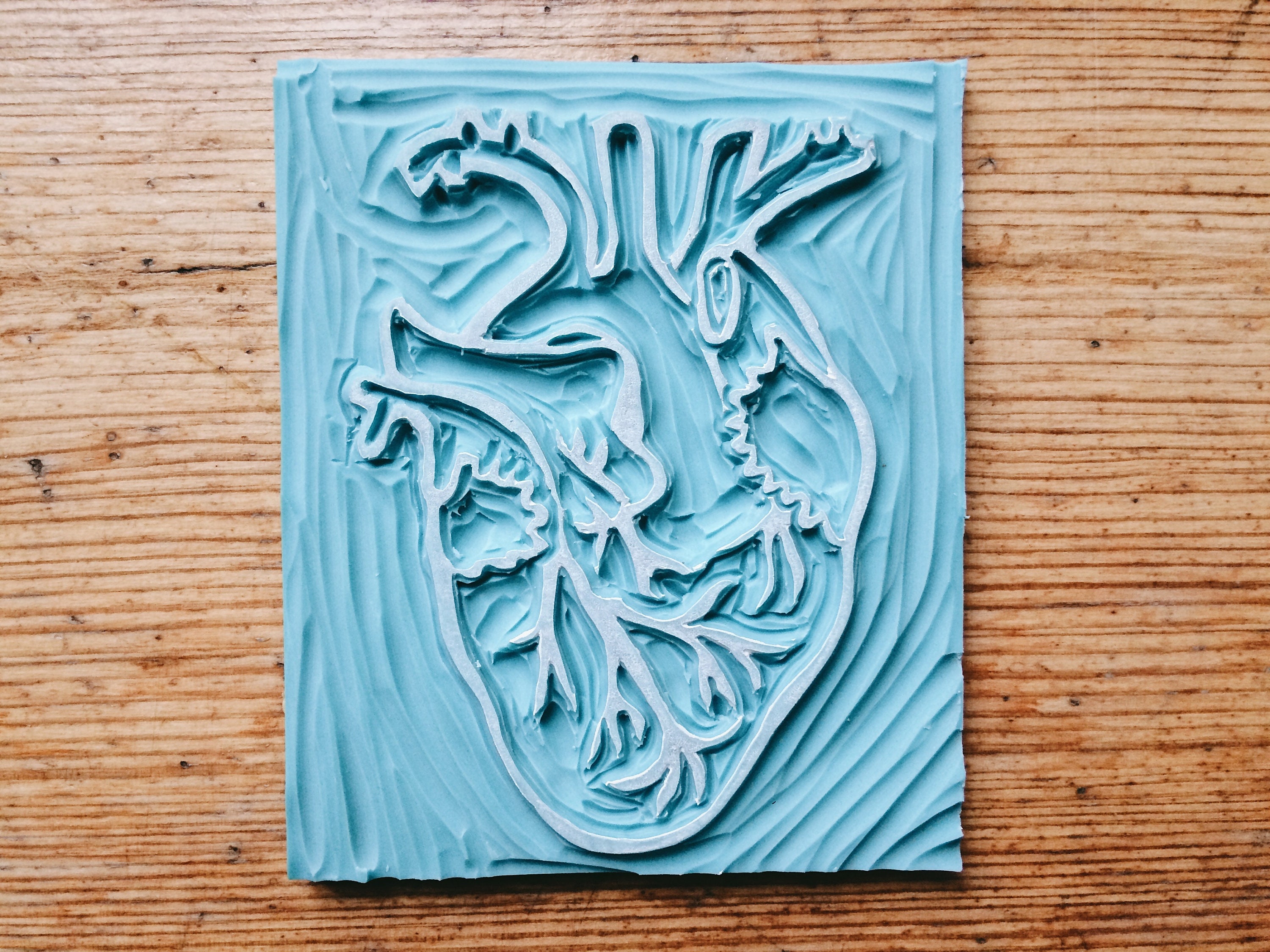 Human Heart Rubber Stamp: Hand Carved Anatomy Art | Etsy
