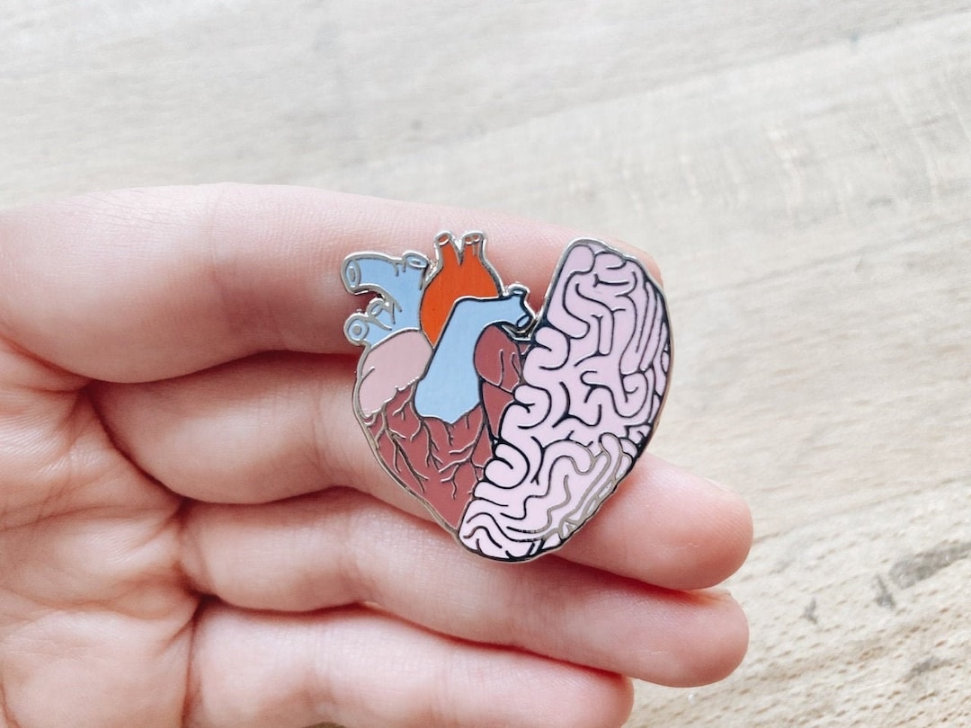 Anatomical Half Heart Brain Pin: Colorful Hard Enamel, Pin for Doctor ...