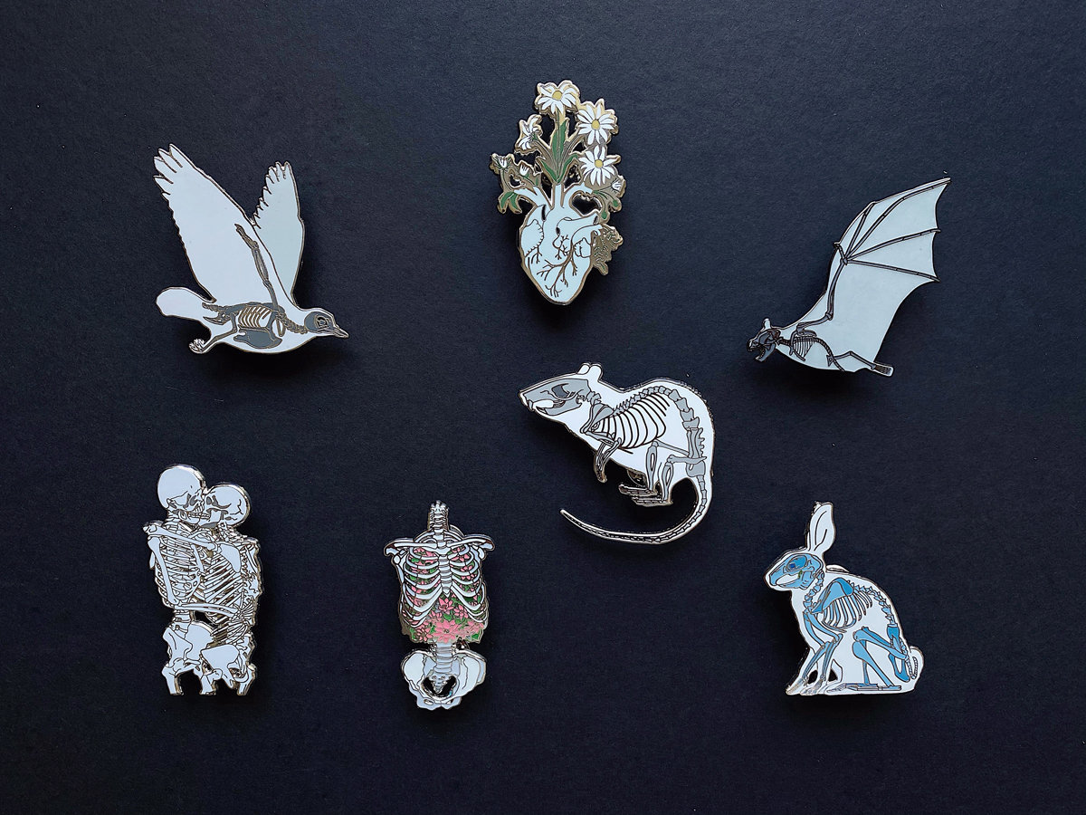 Bat Skeleton Enamel Pin: Glowing in the Dark, Animal Anatomy, Horror ...