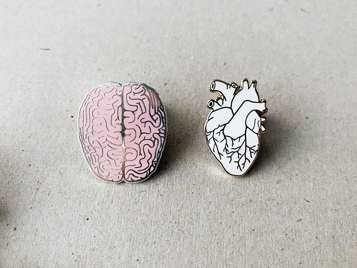 Pink Anatomical Brain Enamel Pin: Human Anatomy Tiny Silver | Etsy
