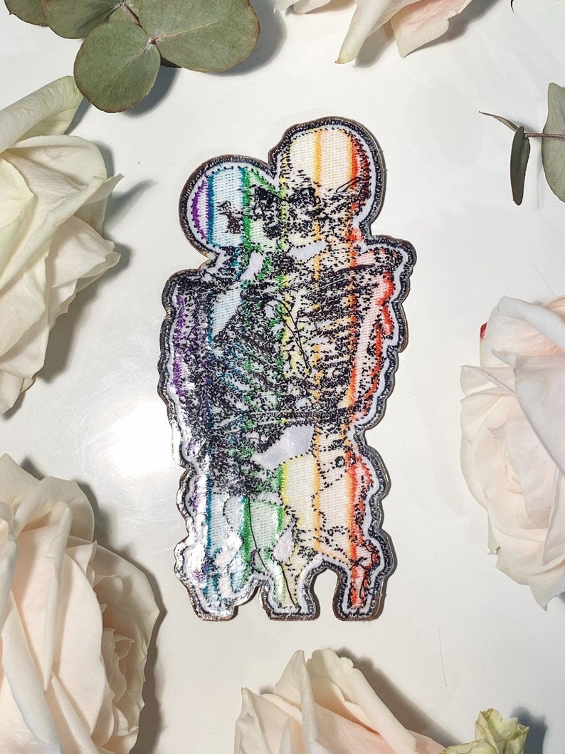 Rainbow Pride Skeleton Kiss Patch: Human Gay Love Embroidery - Etsy