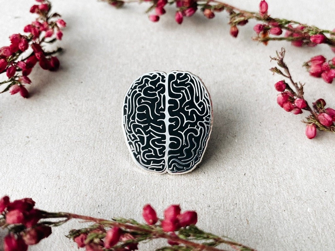 Black Brain Hard Enamel Pin: Small Anatomical Human Brain, Dark Anatomy ...