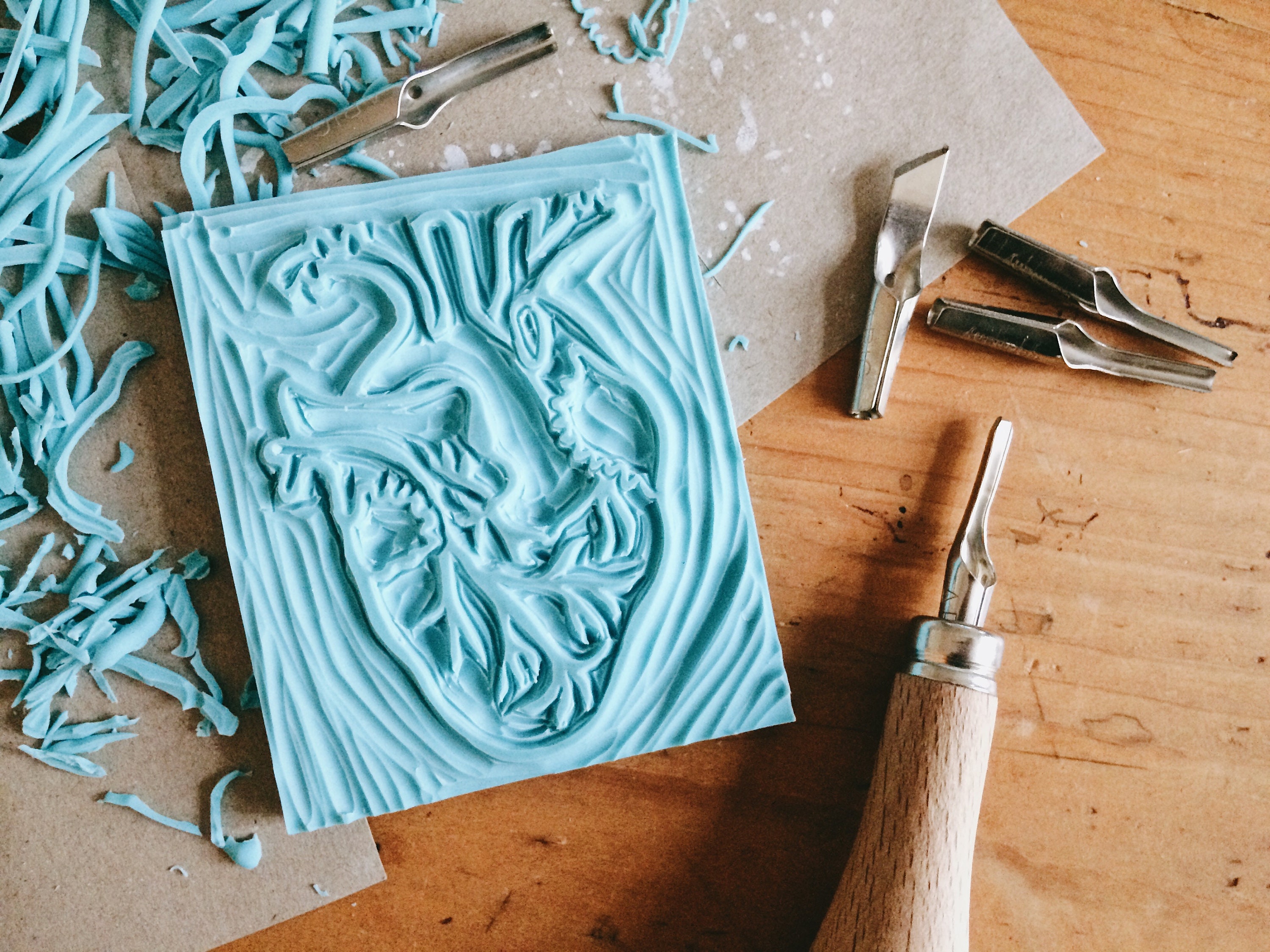 Human Heart Rubber Stamp: Hand Carved Anatomy Art | Etsy