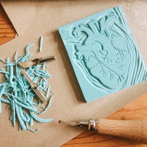 Human Heart Rubber Stamp: Hand Carved Anatomy Art - Etsy