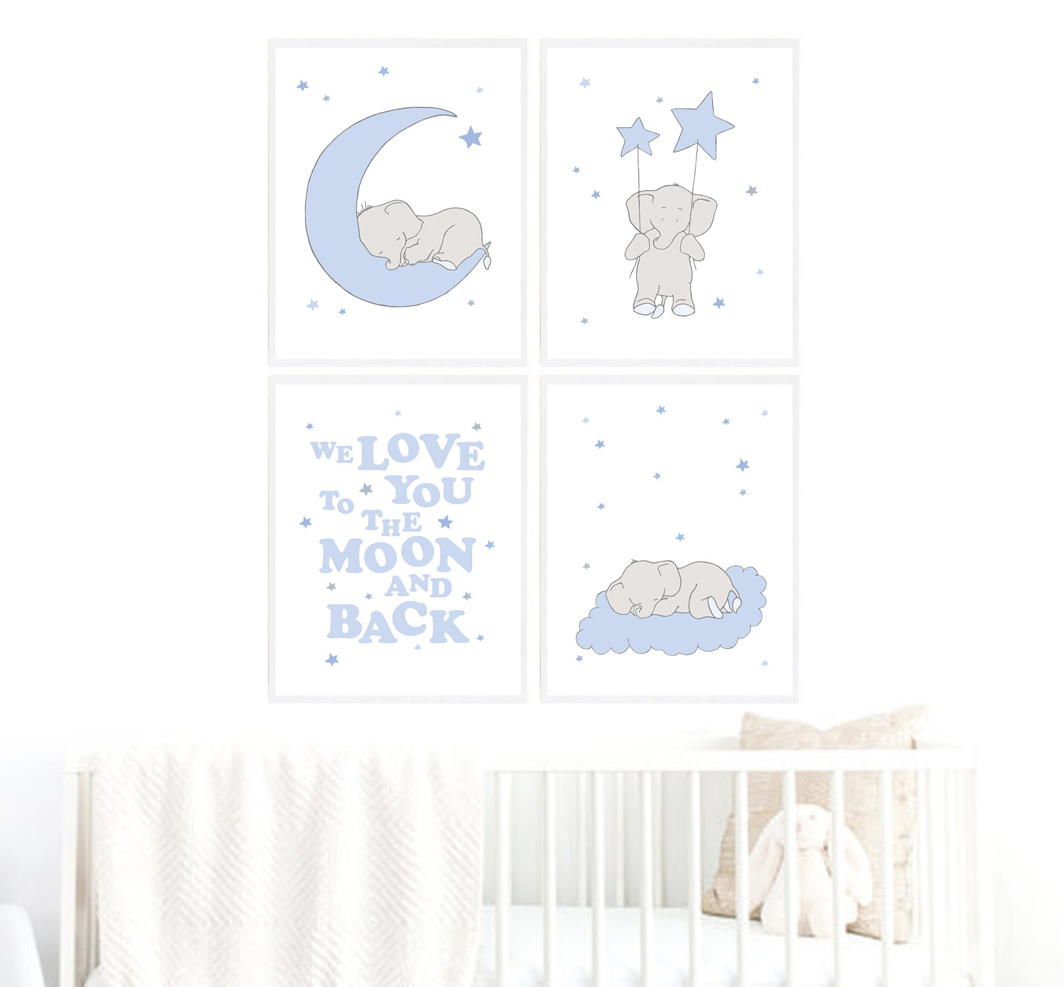 Elephant Printable Nursery Wall Set,printable Nursery,elephant Children ...