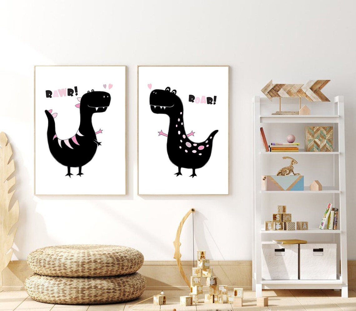Pink Dinosaur Baby Girl Kids Nursery Dinosaur Pink Baby Girl - Etsy