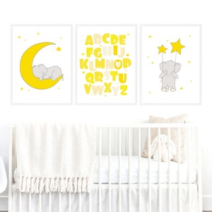 Alphabet Baby Elephant Printable Nursery Decorboy Girl - Etsy