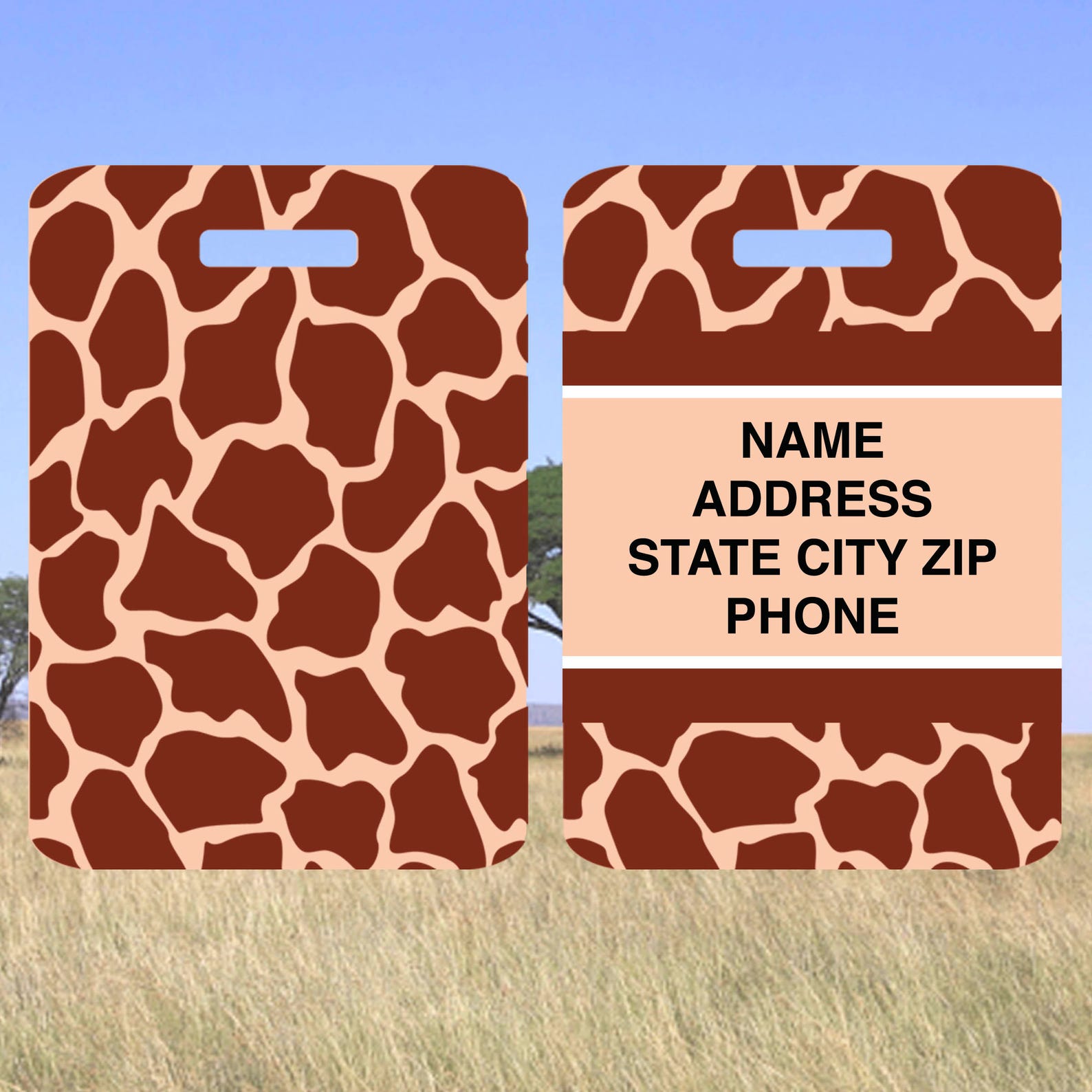 Personalized Giraffe Print Luggage Tag part of our animal - Etsy.de