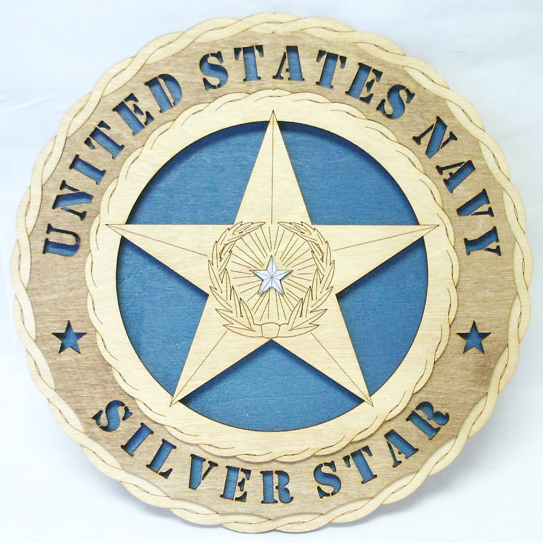 Custom 12"or 18" Wood Navy Silver Star Wall Tribute - Etsy