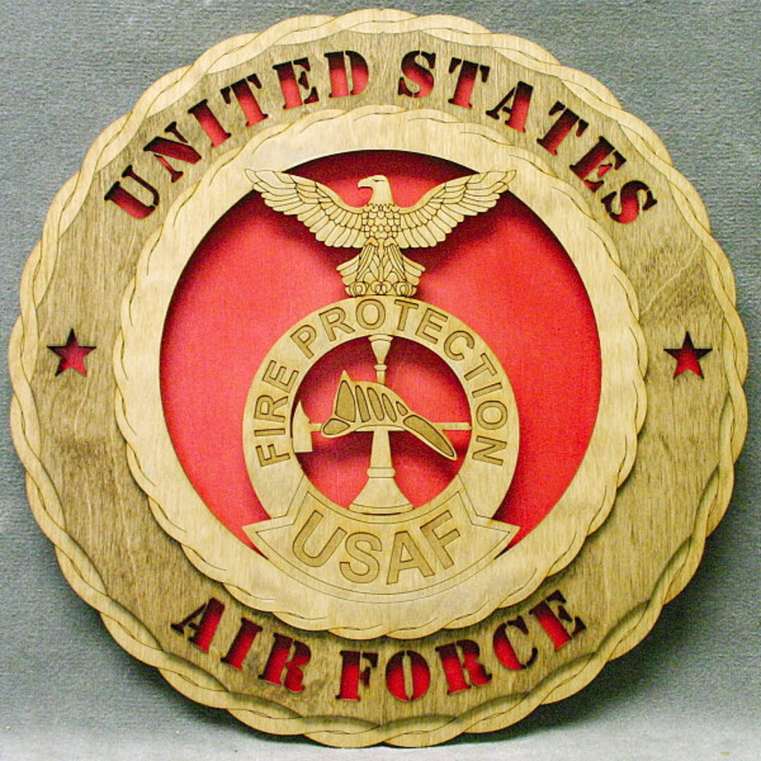 Custom 12 Wood US Air Force Fire Protection Wall Tribute Personalized ...