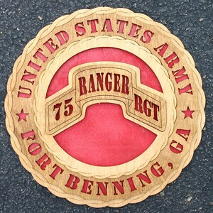 Custom 12" Wood US Army 75 Ranger Rgt - Fort Benning, Georgia - Wall ...