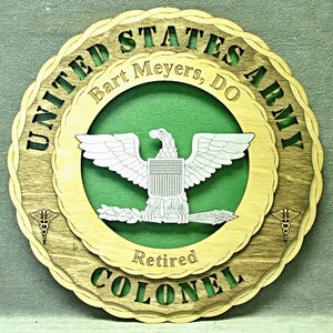 Custom 12" Wood Army Colonel Wall Tribute - FREE SHIPPING - Etsy