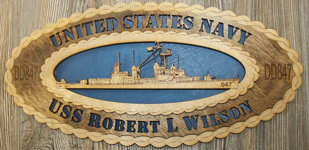 Custom 15 X 7 Wood Ship USS Robert L Wilson DD847 Large Oval Tribute ...