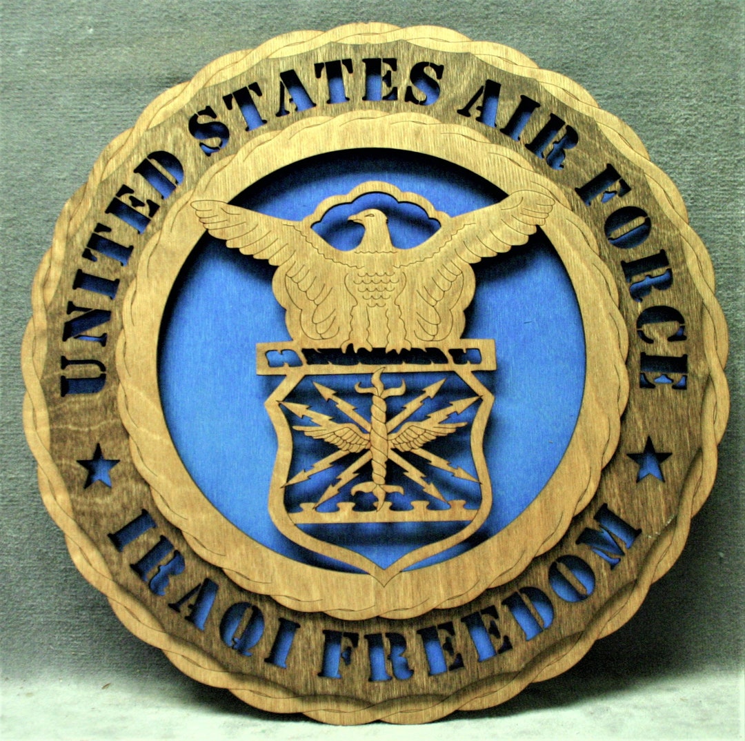 Custom 12" Wood US Air Force Iraqi Freedom Wall Tribute - FREE SHIPPING ...