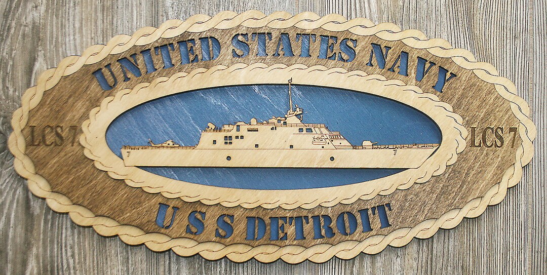 Custom 15 X 7 Wood Ship USS Detroit LCS7 Large Oval Tribute - Free ...