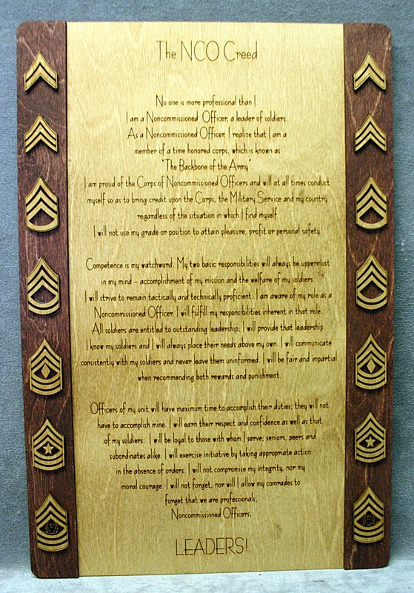 Custom NCO Creed Plaque - Etsy