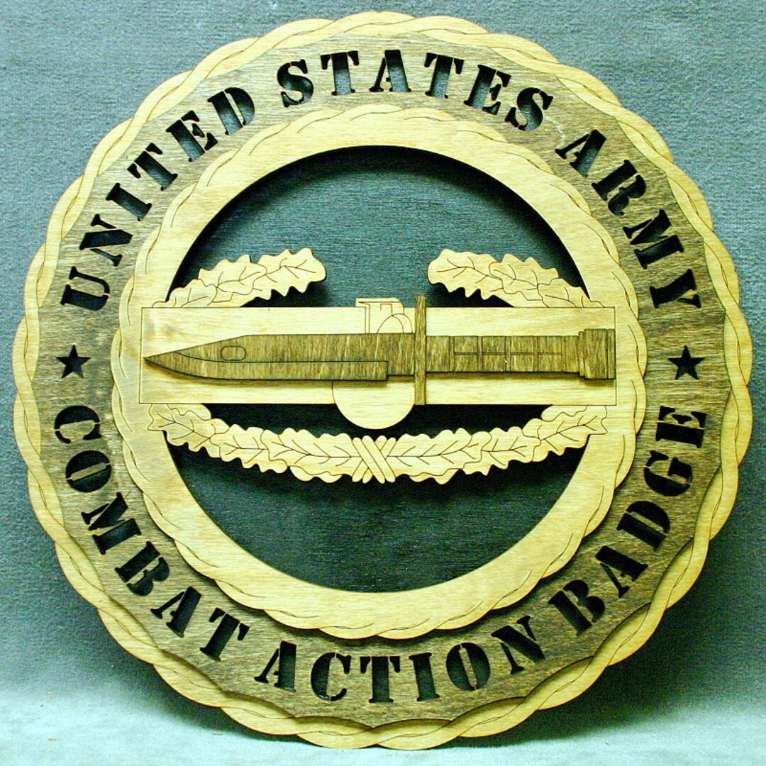 Custom 12" Wood Army Combat Action Badge Wall Tribute - FREE SHIPPING ...