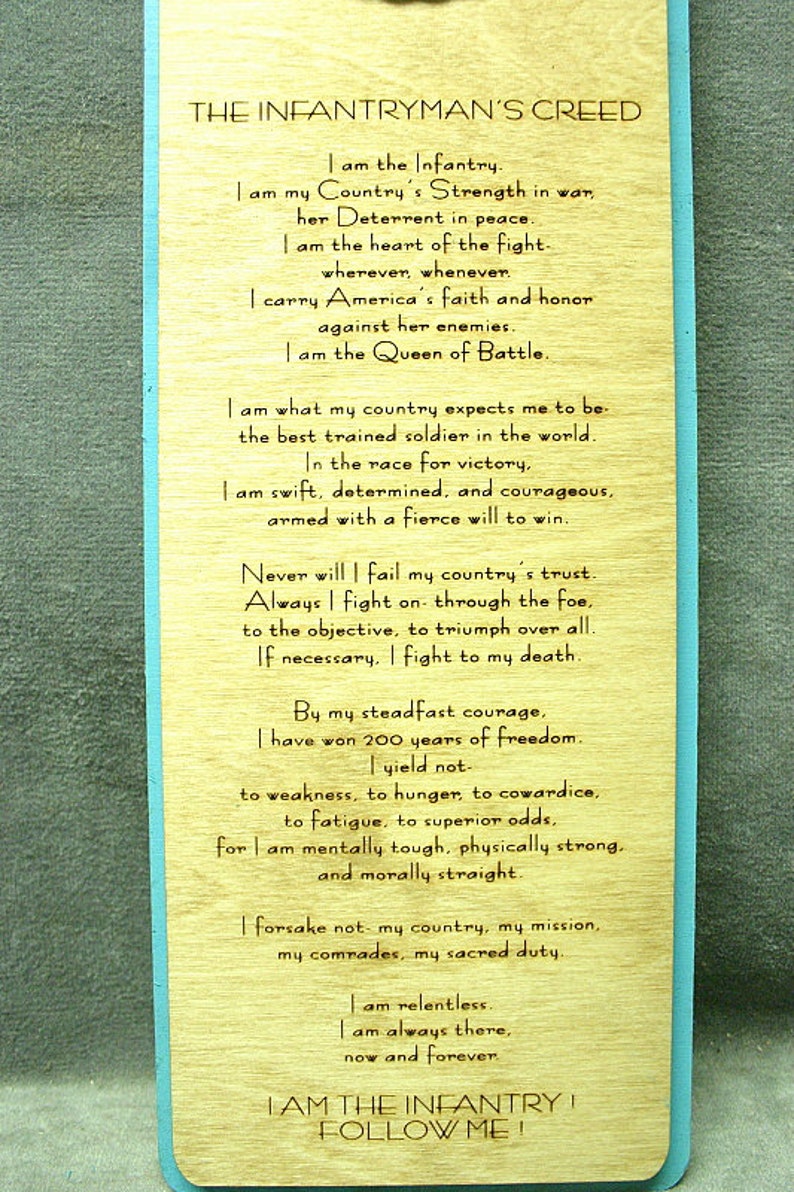 Custom Wood Infantry Creed - Etsy