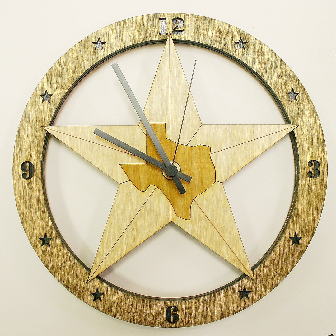 Custom Texas Lone Star Wall Clock - 12" Diameter - Etsy