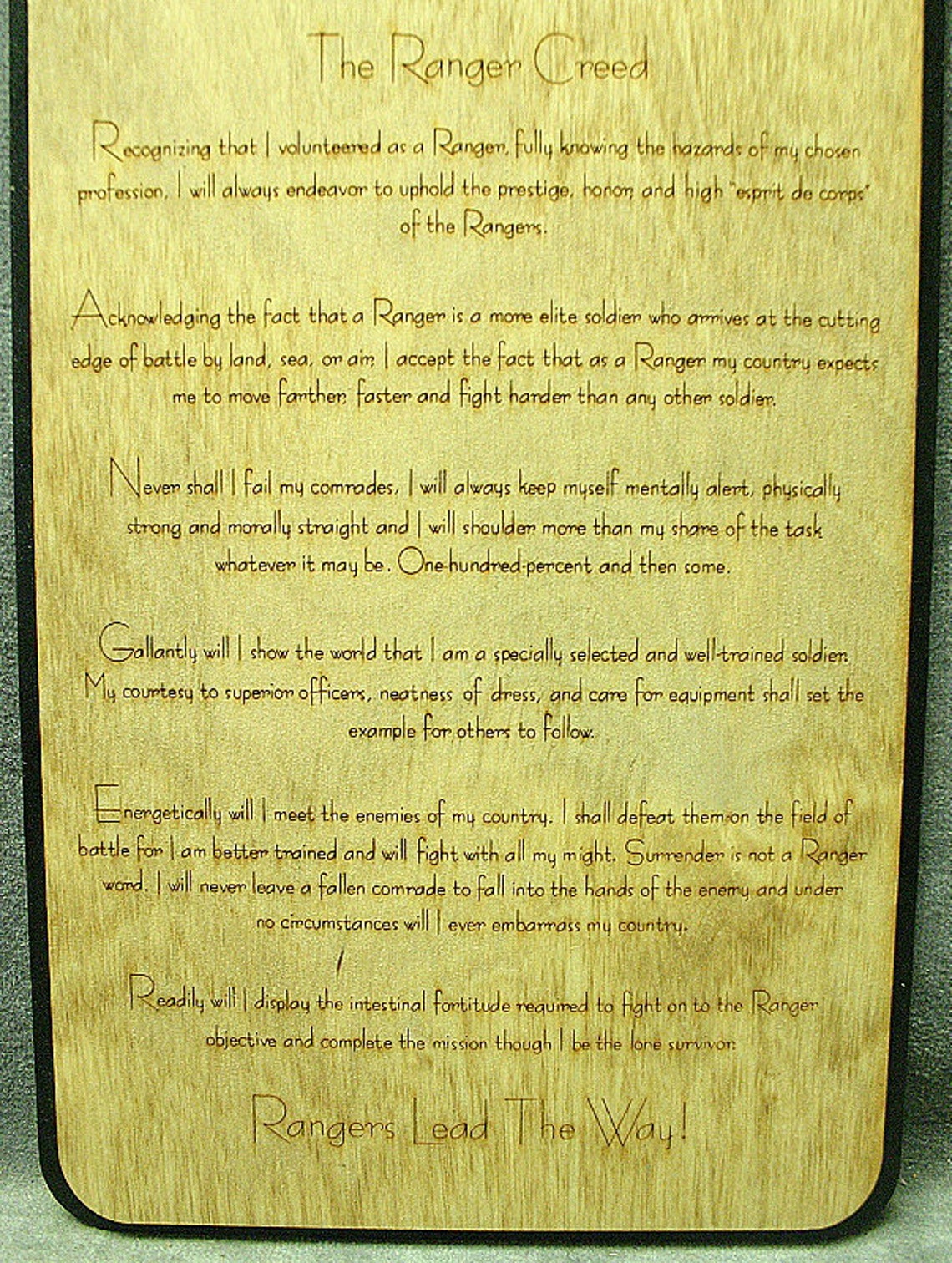 Custom Ranger Creed Plaque - Etsy