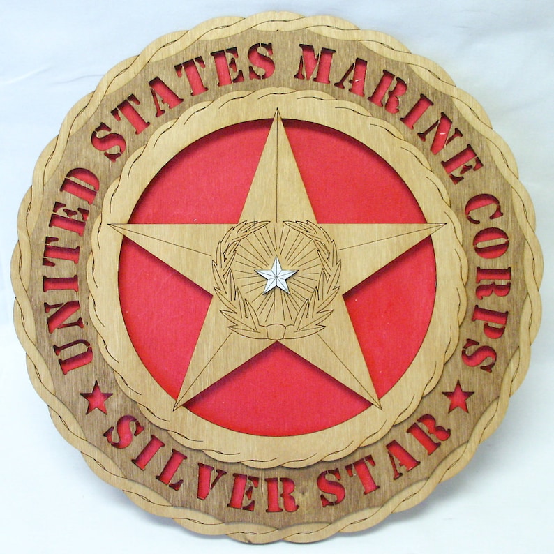 Custom 12"or 18" Wood Marine Corps Silver Star Wall Tribute - Etsy