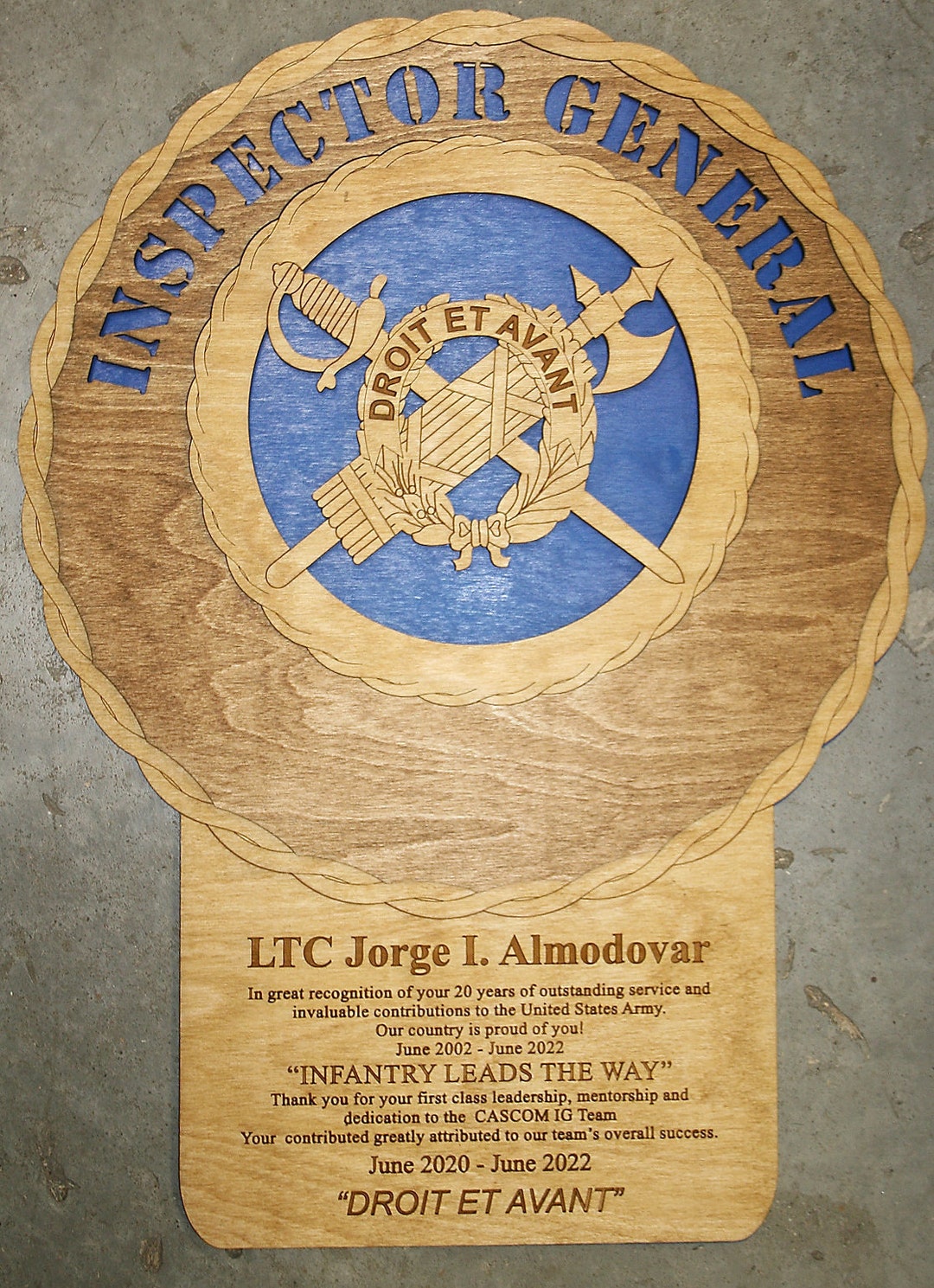 18" Custom Army IG Plaque - Etsy