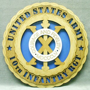 Custom 12" Wood US Army 10th Infantry Rgt Wall Tribute - FREE SHIPPING ...
