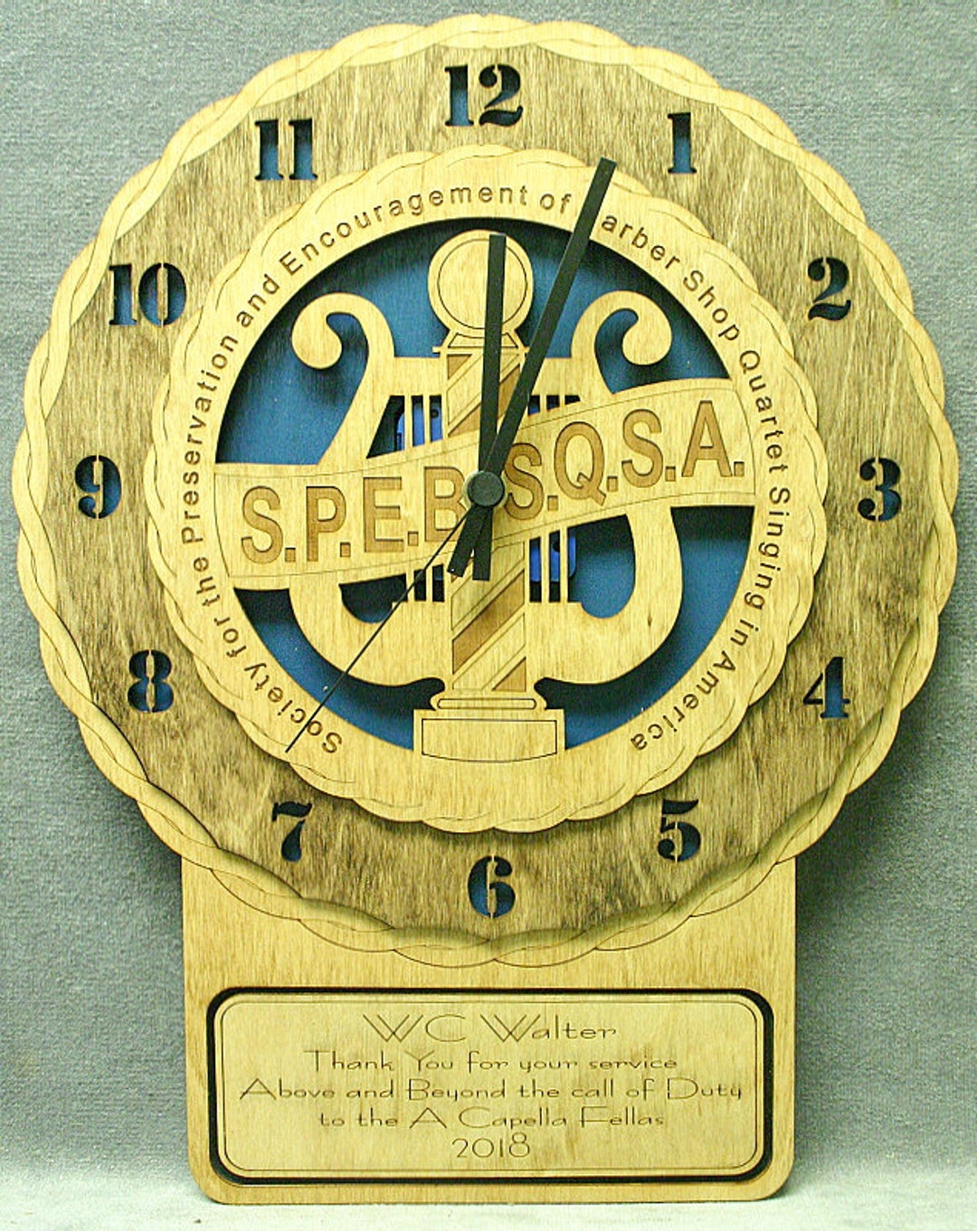 Custom SPEBSQSA Insignia Clock With Personalized Plate - Etsy