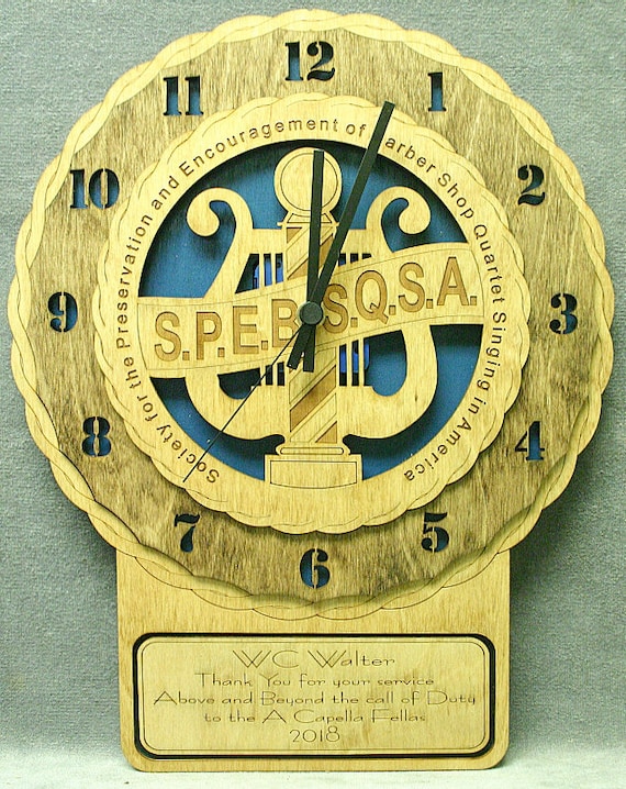Custom SPEBSQSA Insignia Clock With Personalized Plate - Etsy