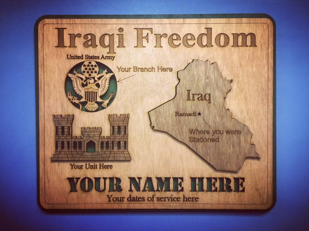 Custom Iraqi Freedom Wood Tribute: Personalized Military Wall Plaque - Etsy
