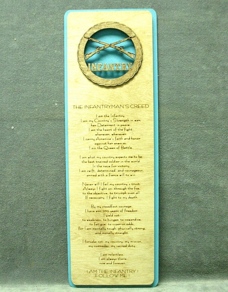 Custom Wood Infantry Creed - Etsy