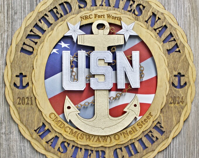 US Navy Master Chief Flag, Sign, US Navy Gift, Master Chief, Engraved ...