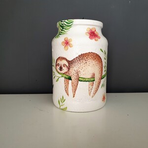 Sloths Decoupage Jar Glass Vases Utensil Pots Sloth Lover - Etsy UK