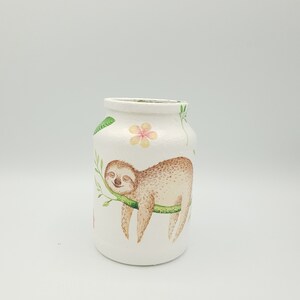 Sloths Decoupage Jar Glass Vases Utensil Pots Sloth Lover - Etsy UK