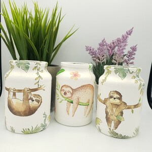 Sloths Decoupage Jar Glass Vases Utensil Pots Sloth Lover - Etsy UK