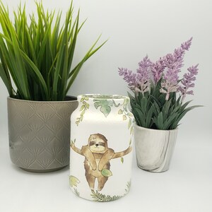 Sloths Decoupage Jar Glass Vases Utensil Pots Sloth Lover - Etsy UK