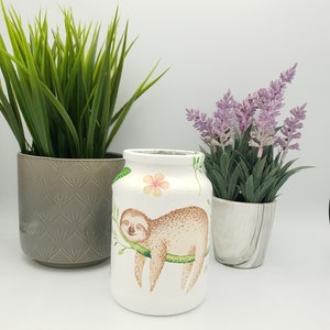 Sloths Decoupage Jar Glass Vases Utensil Pots Sloth Lover - Etsy UK