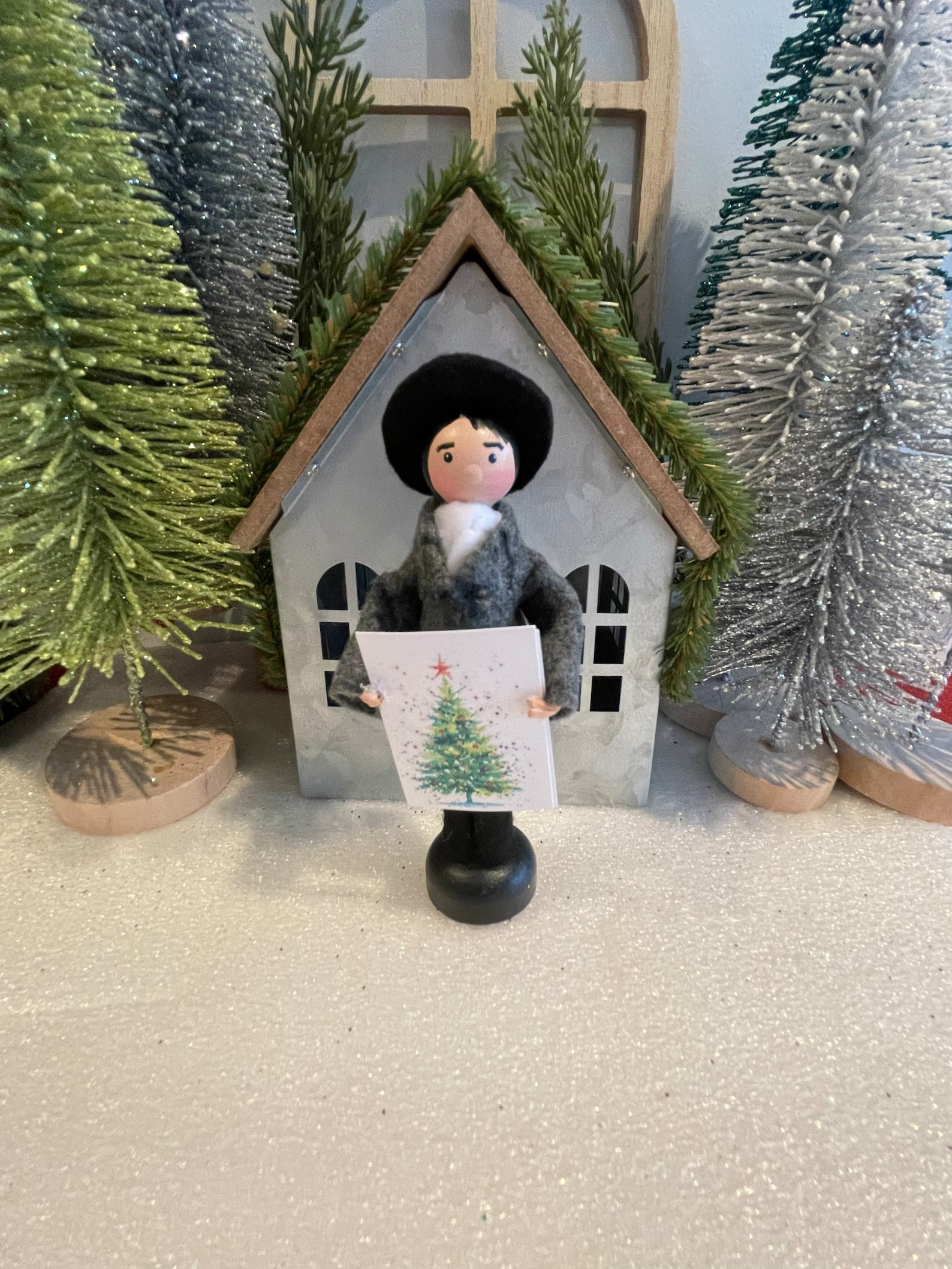 Handmade Christmas Caroler Bot Figurine, Holiday Decoration, Clothespin ...