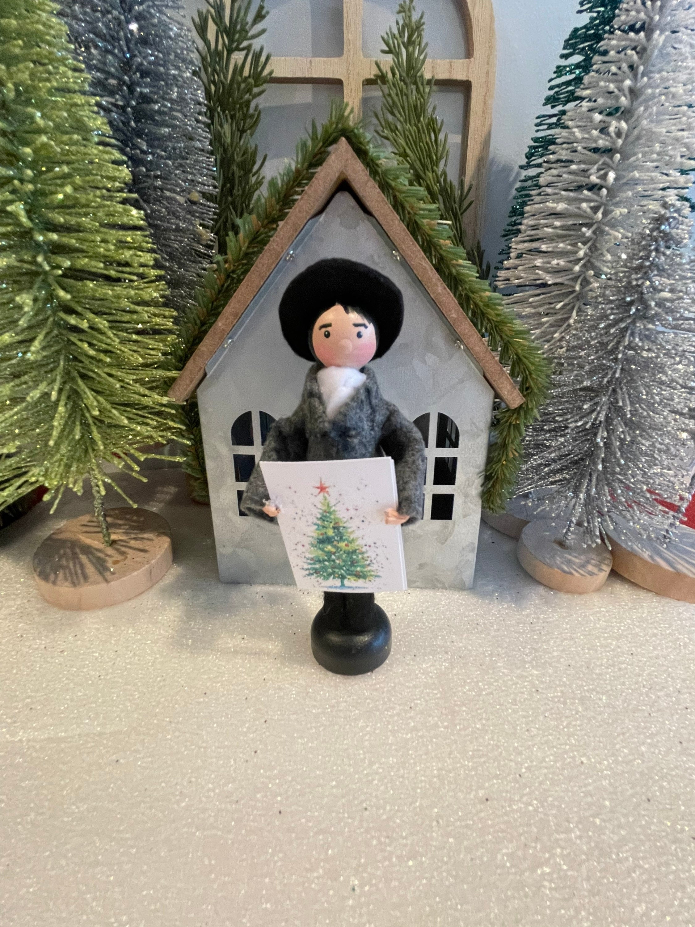 Handmade Christmas Caroler Bot Figurine, Holiday Decoration, Clothespin ...