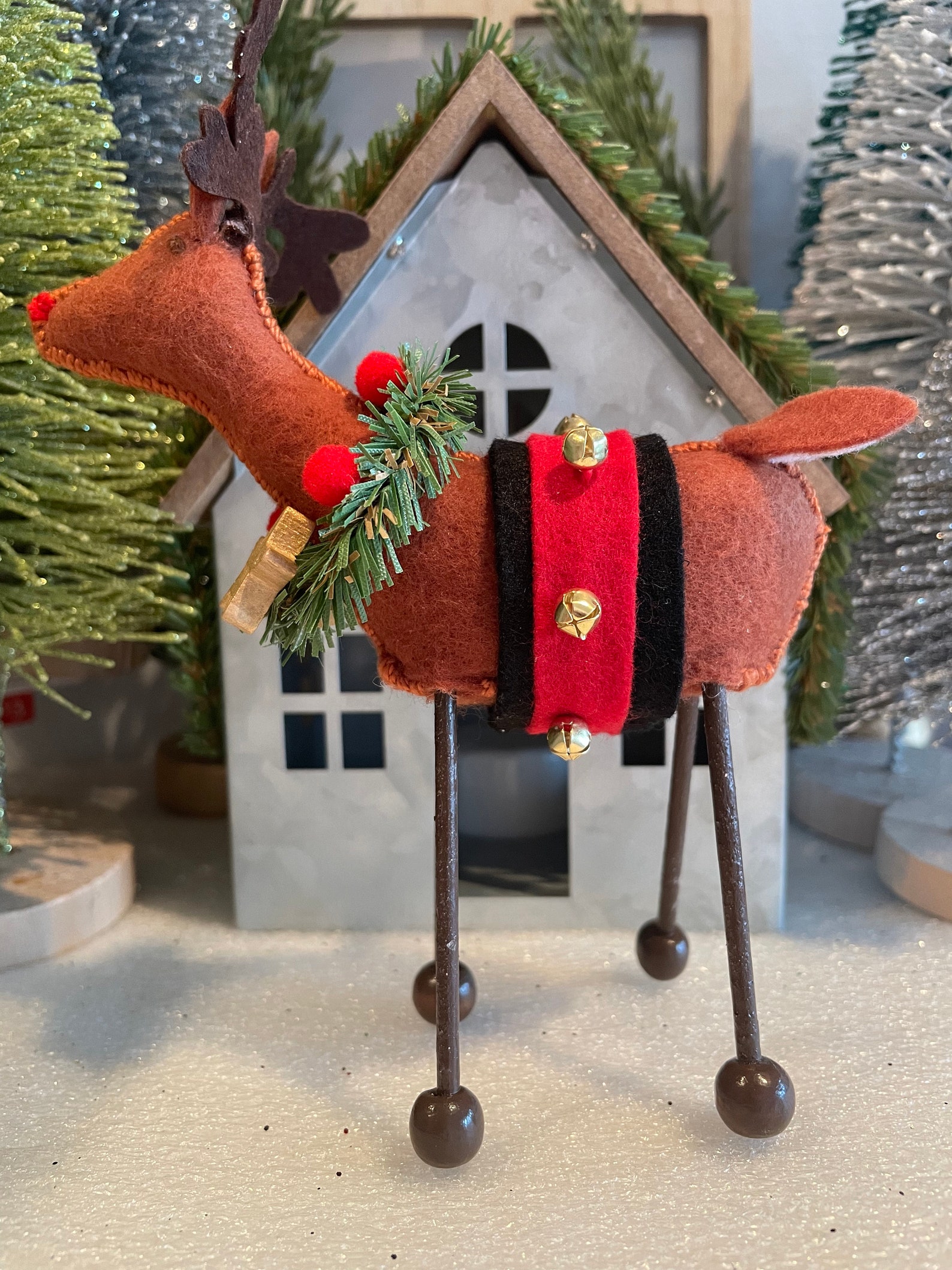 Santa’s Reindeer Figurine Decoration, Red Nosed Reindeer, Secret Santa ...