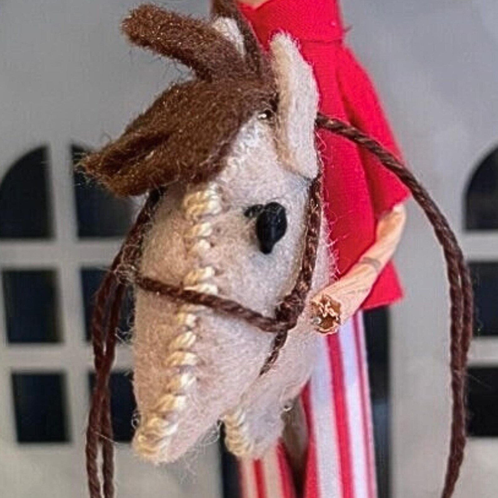 Handmade Wooden Hobby Horse Doll - Little Girl With Striped Pajamas ...