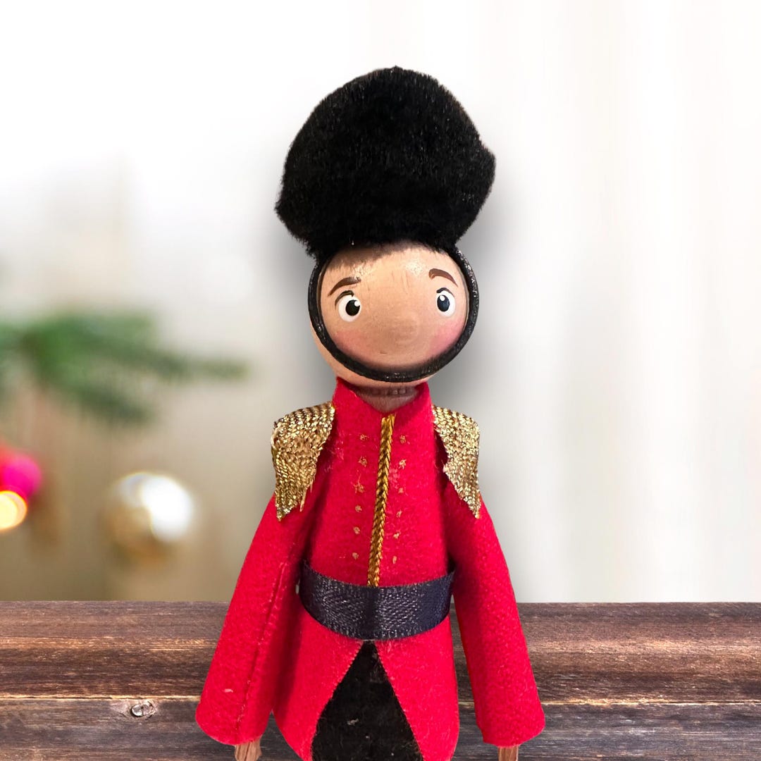 Handmade Wooden Toy Soldier - Festive Red and Black Christmas Guard ...