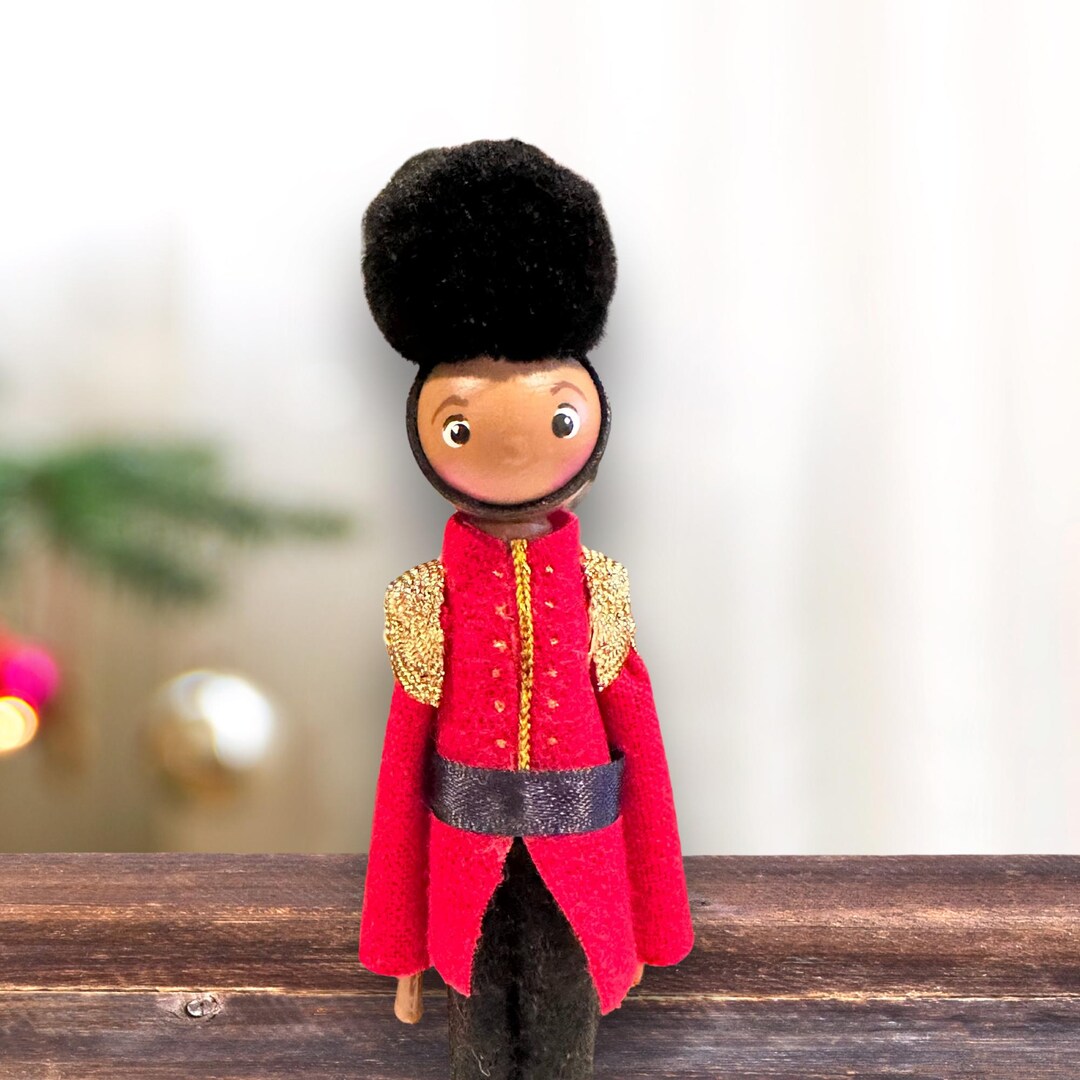 Handmade Wooden Toy Soldier - Regal Red and Black Guard With Dark Skin ...