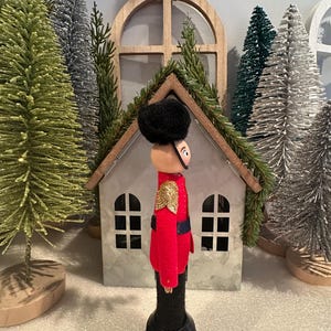 Handmade Wooden Toy Soldier - Festive Red and Black Christmas Guard ...