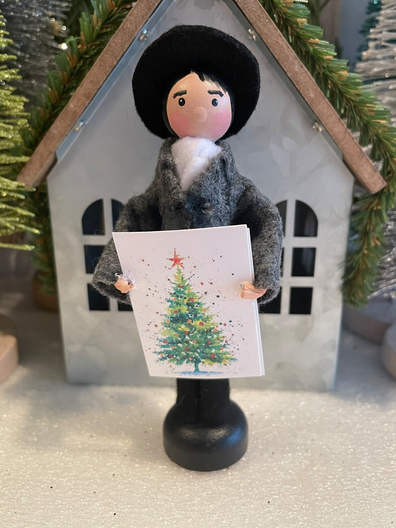 Handmade Christmas Caroler Bot Figurine, Holiday Decoration, Clothespin ...